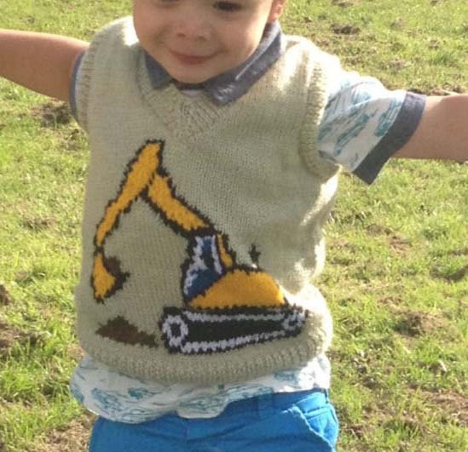 Children's Excavator/digger Motif Knitting Pattern, Sizes: 24 to 32 ...