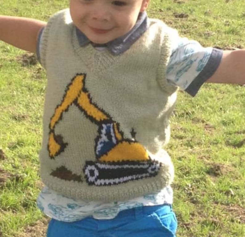 Children's Excavator/digger Motif Knitting Pattern, Sizes: 24 to 32 ...