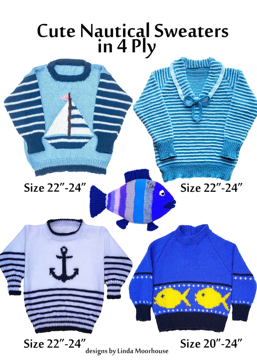 Cute Nautical Sweaters for Toddlers in 4 Ply - English PDF Knitting ...