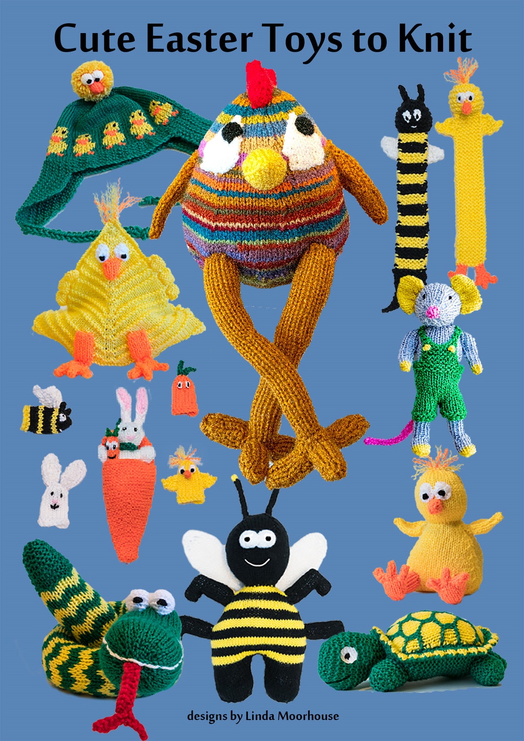 Cute Easter Toys, English Knitting Pattern - Chick Bee Snake Tortoise ...