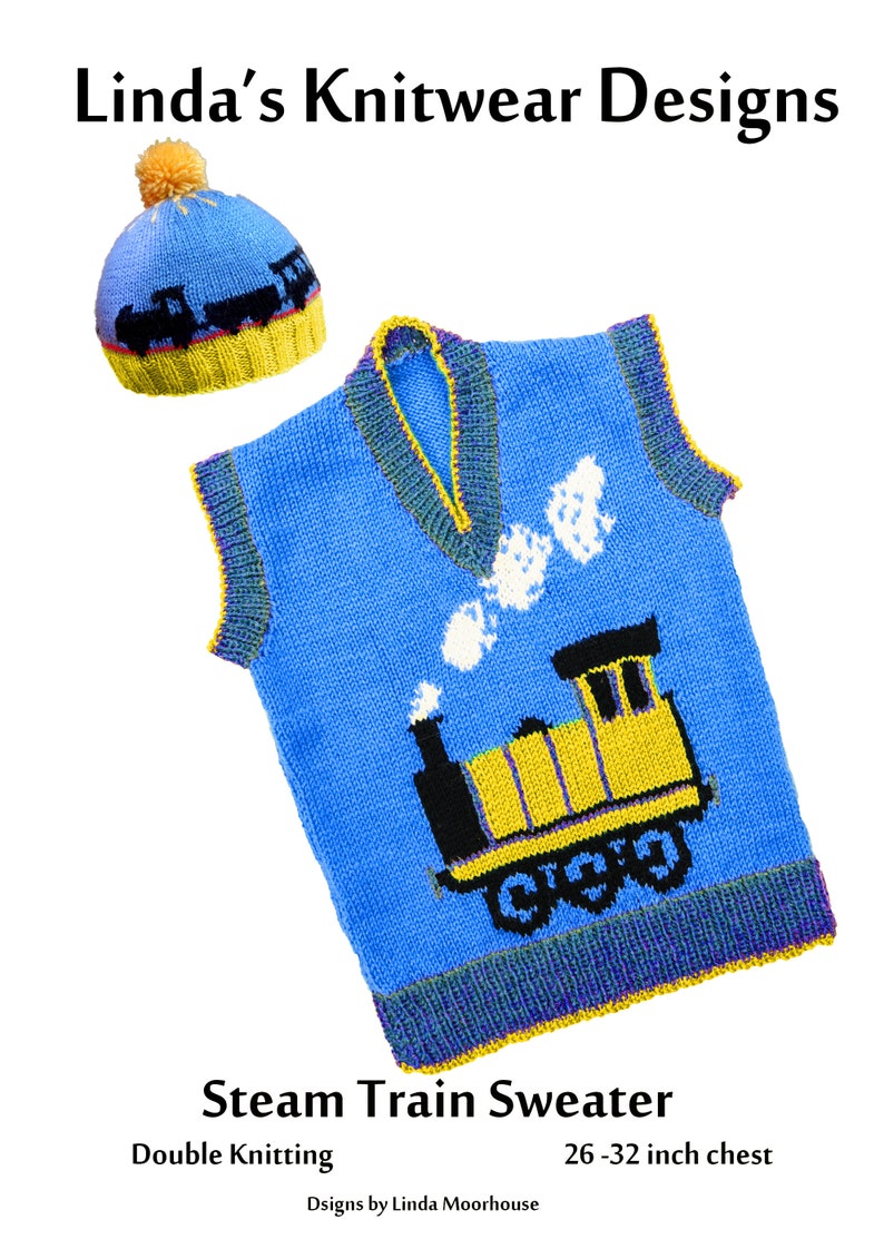 Children's Steam Train Motif Sweater, English Knitting Pattern, Sizes ...