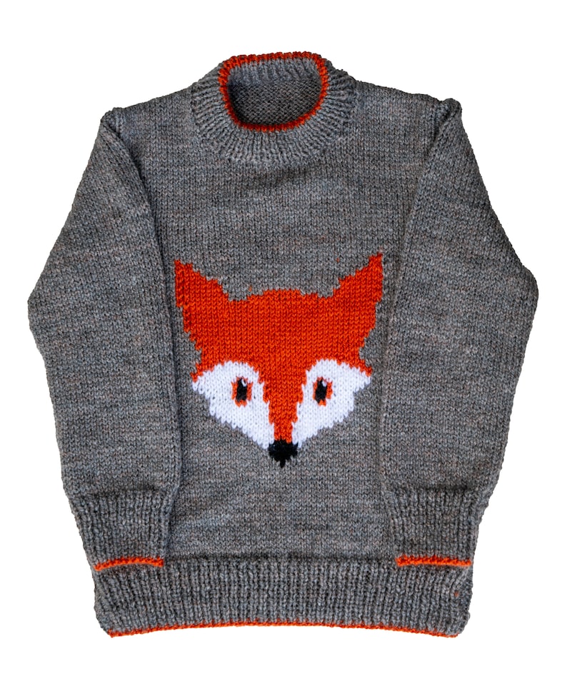 Fox Head Sweater Knitting Pattern for a Child - 20 to 26 Inch Chest ...