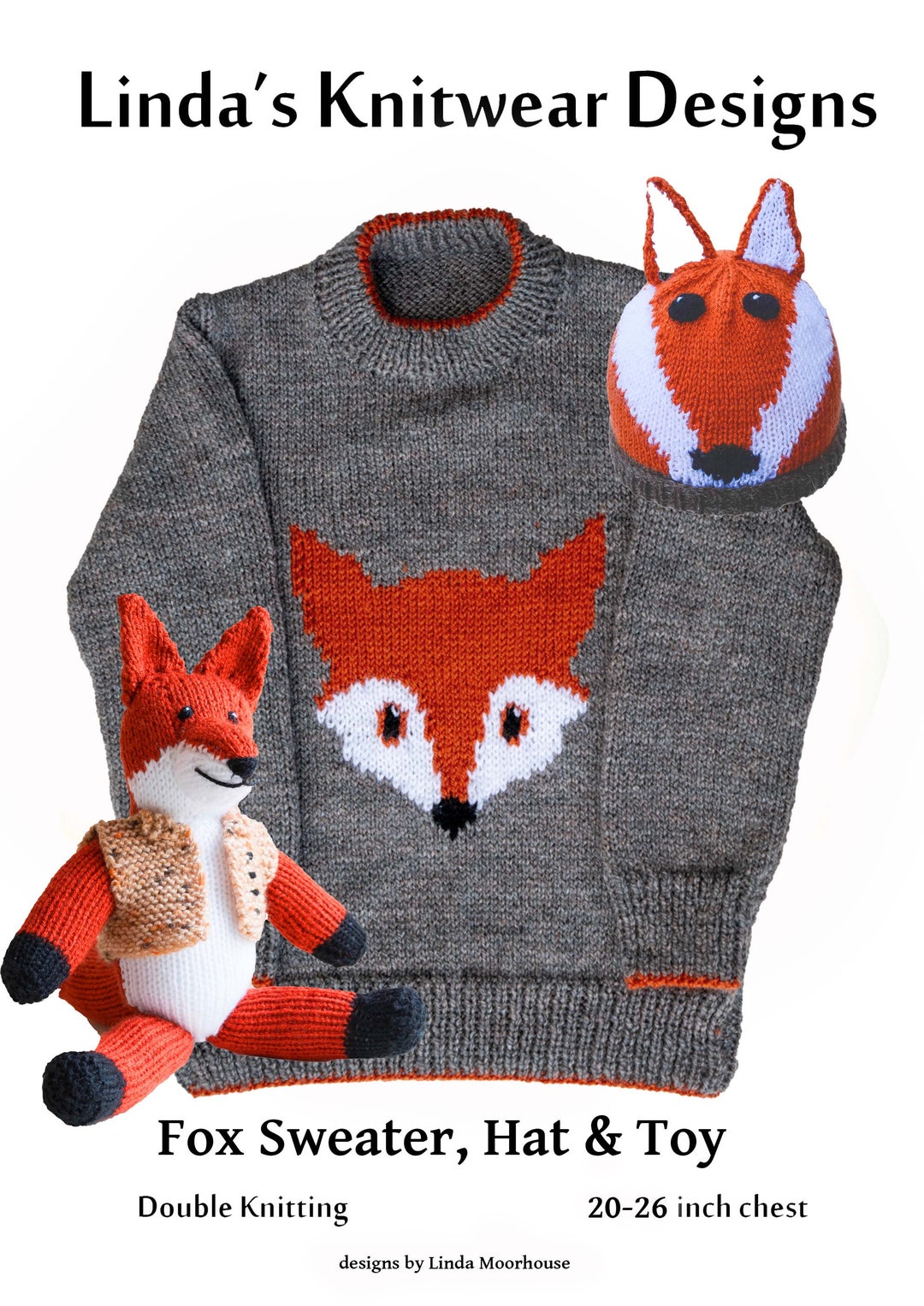 Fox Head Sweater Knitting Pattern for a Child - 20 to 26 Inch Chest ...