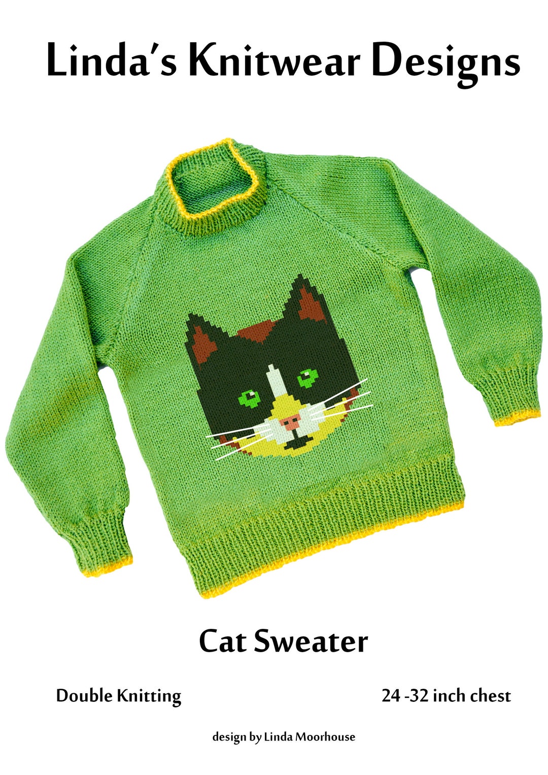 Children's Cat Motif Sweater Knitting Pattern Sizes 24 - Etsy UK