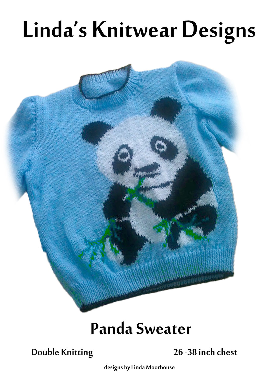 Adult & Children's Panda Motif Sweater, English Knitting Pattern ...
