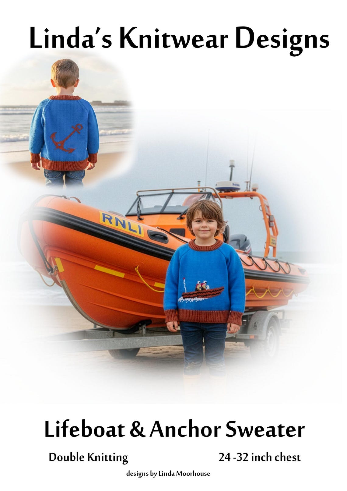 RNLI Lifeboat and Anchor Motifs - Child's Raglan Sweater Knitting ...