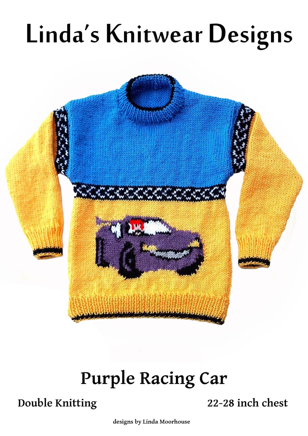Purple Racing Car - English PDF Download Knitting Pattern - Child's ...