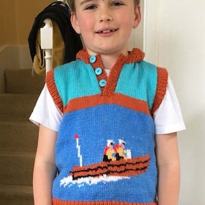 RNLI Lifeboat and Anchor Motifs - Child's Hooded Sweater Knitting ...