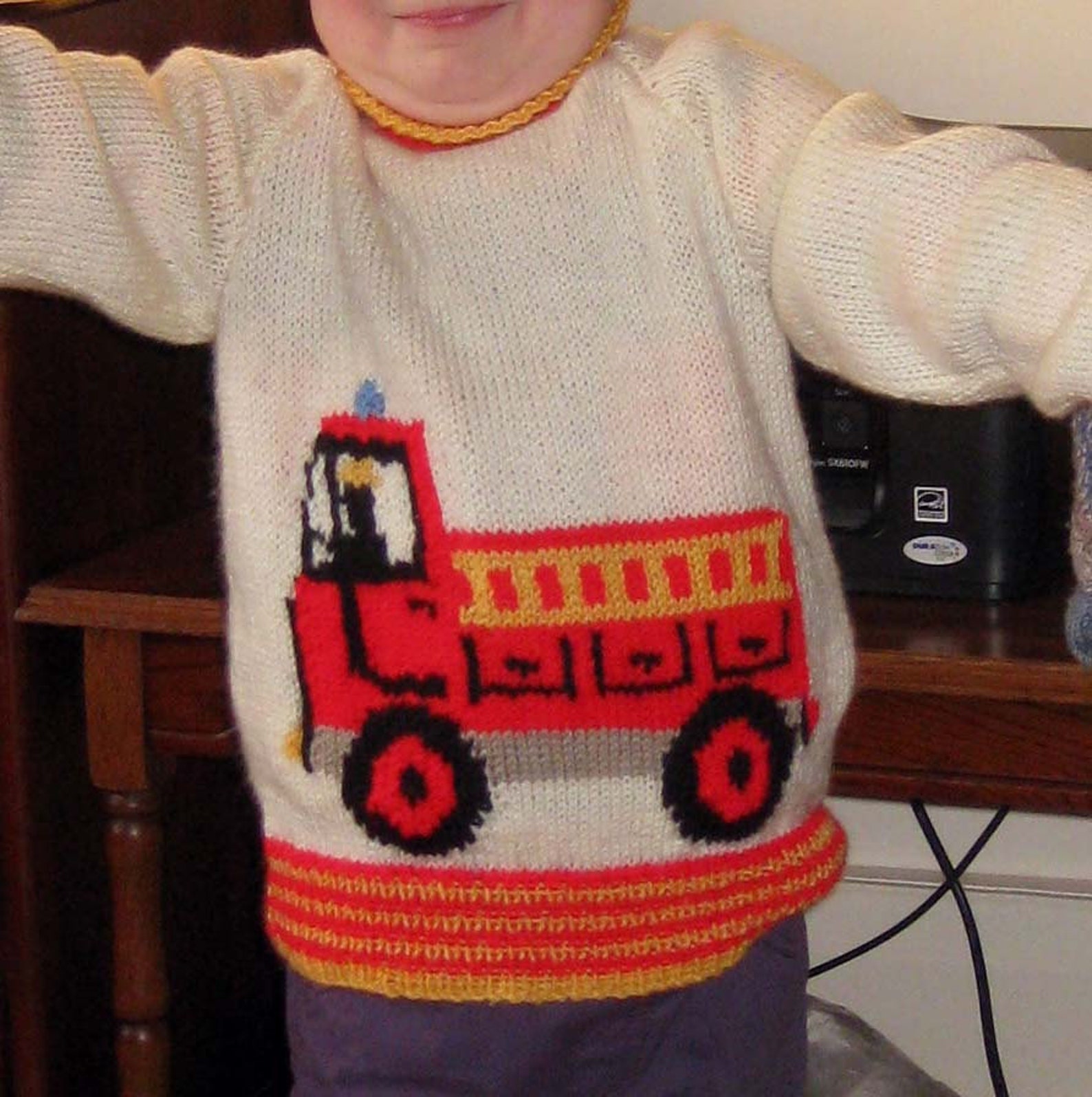 Children's Fire Engine/Truck Motif sweater knitting | Etsy