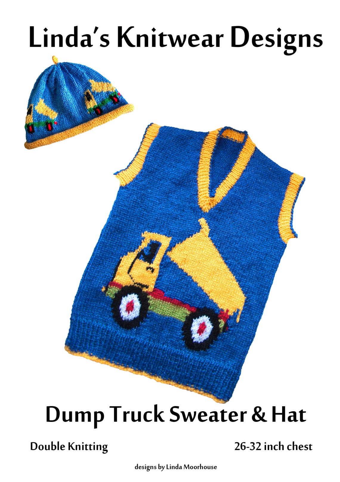 Children's Dump Truck Motif Sweater Knitting Pattern, Sizes: 26 to 32 ...