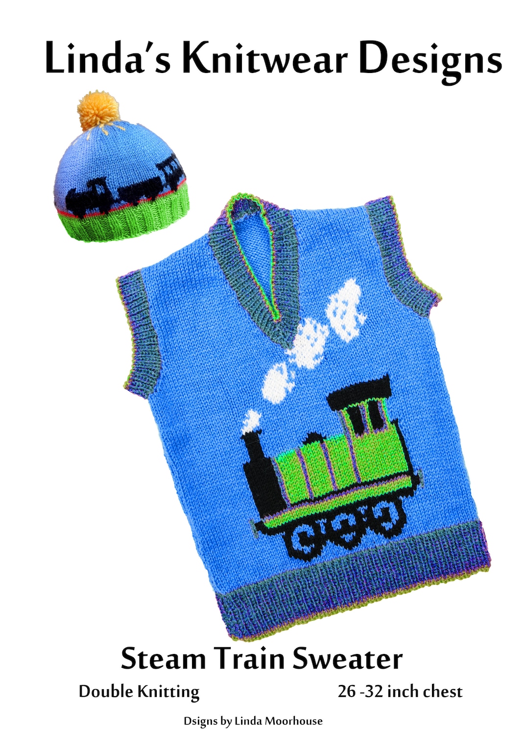 Children's Steam Train Motif Sweater, English Knitting Pattern, Sizes ...