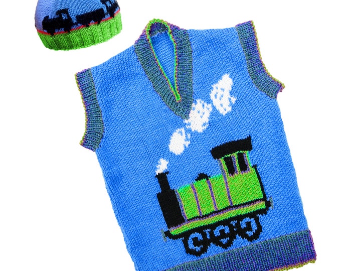 Children's Steam Train Motif Sweater Knitting Pattern - Etsy