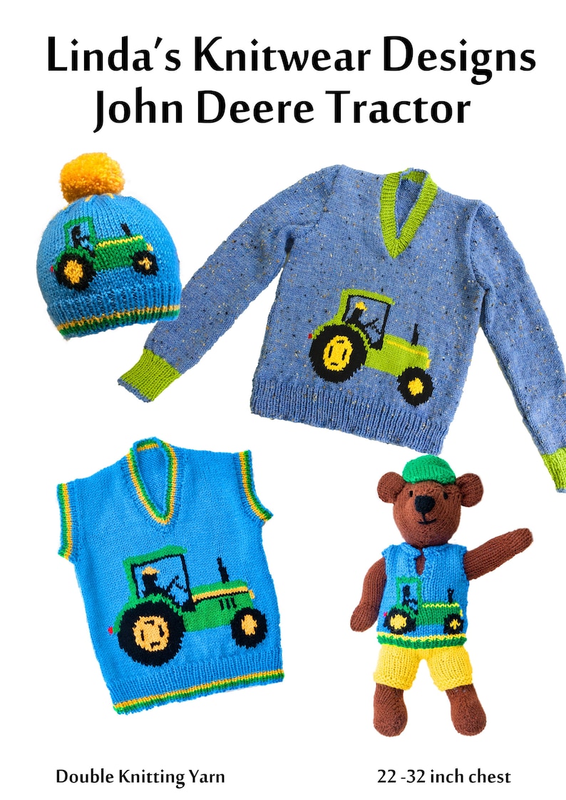 Children's Tractor Motif Sweater, English Knitting Pattern, Sizes 22 to ...