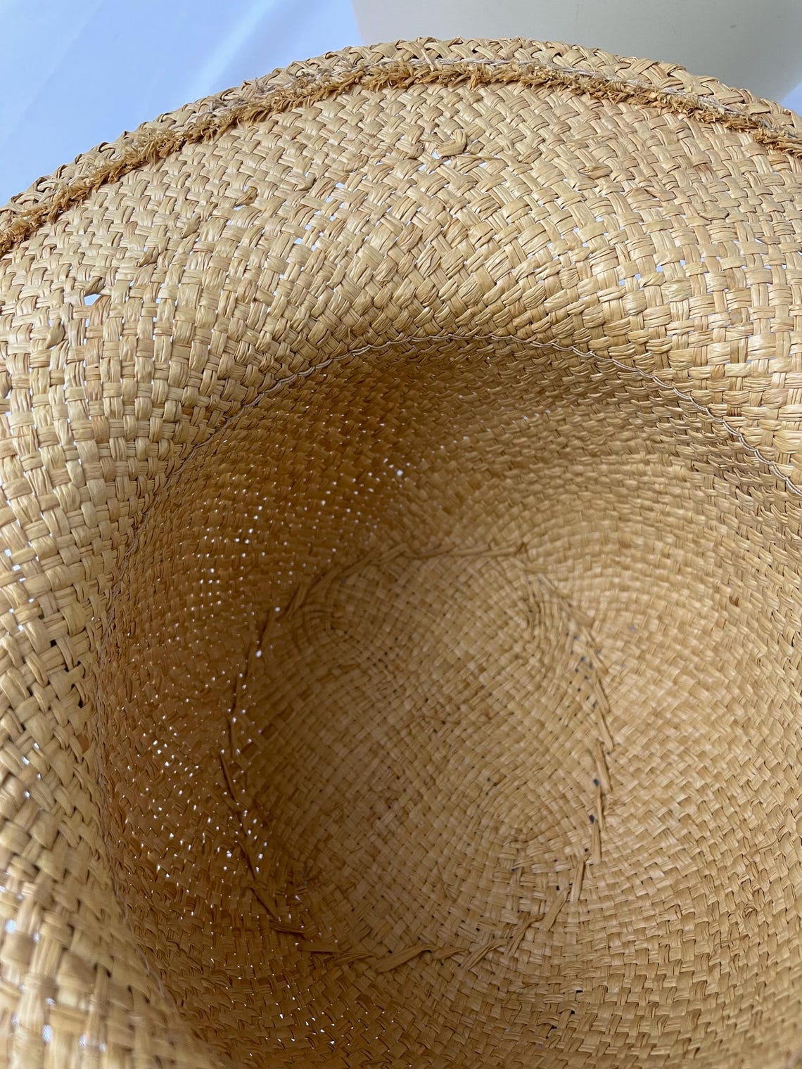 Hat Vintage Straw Hand Knit and Beaded Trim Added One of a Kind - Etsy