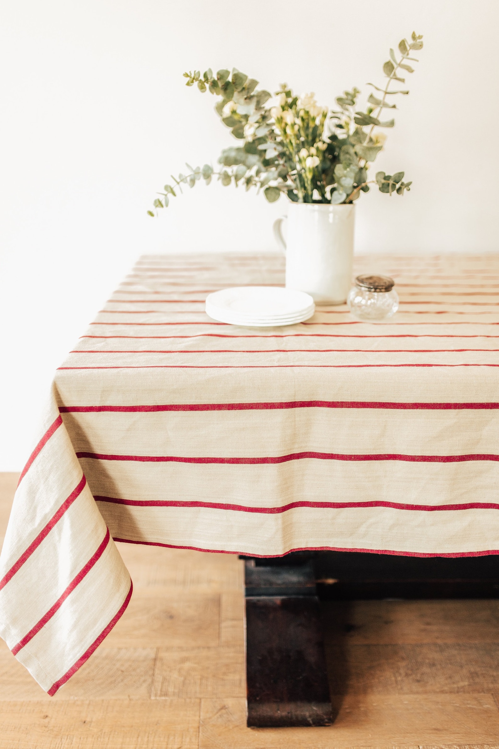 Striped Linen Tablecloth – European Cotton Flax Rectangular Dining ...