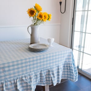 Blue Ruffled Gingham Tablecloth - Etsy