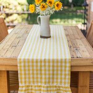 Yellow Ruffled Gingham Table Runner - Etsy