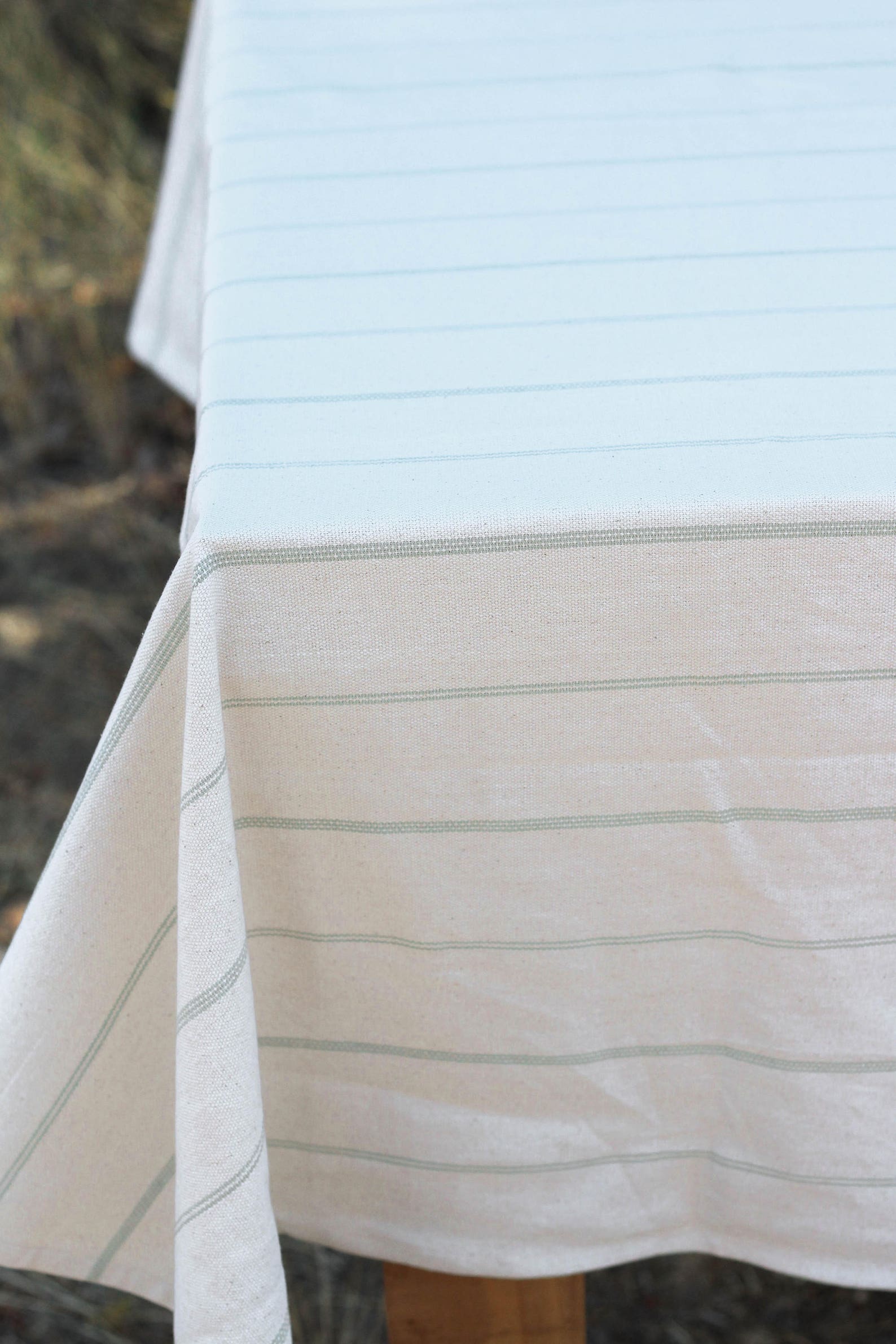 Green Striped Linen Tablecloth Simple Stripe Tablecloth | Etsy
