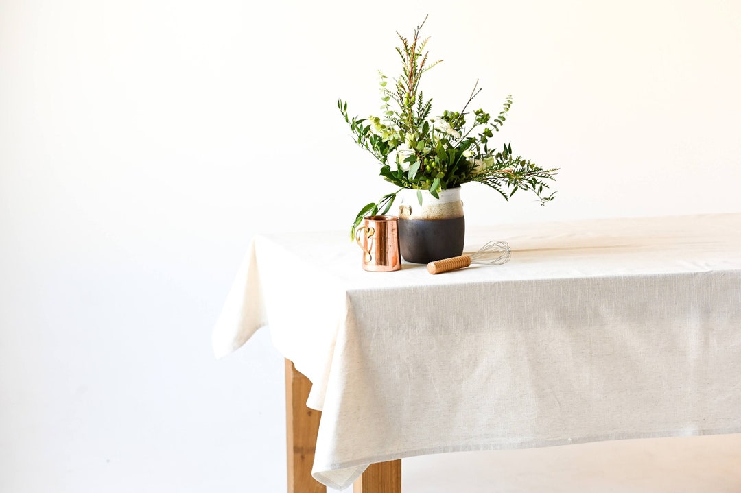 Plain Linen Tablecloth - Natural Tablecloth - Cotton Tablecloth ...
