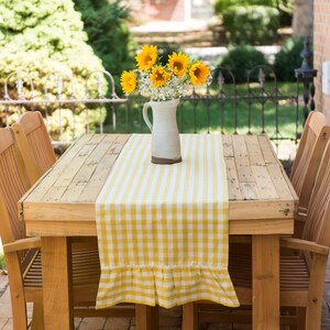 Yellow Ruffled Gingham Table Runner - Etsy