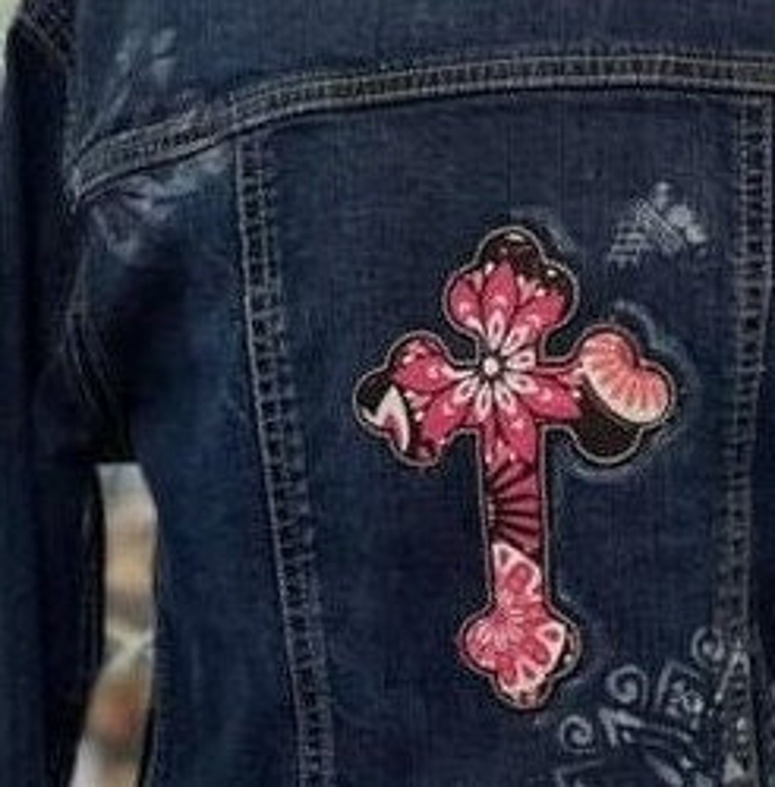 Denim Embroidered Cross Custom Jean Jacket for Women of Faith Womens ...
