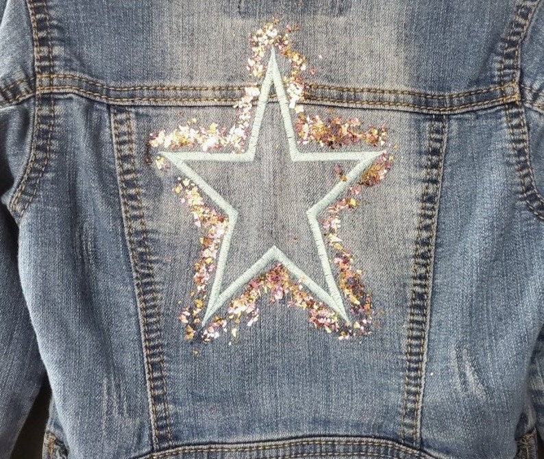 Glitter Stars Denim Jacket - Etsy
