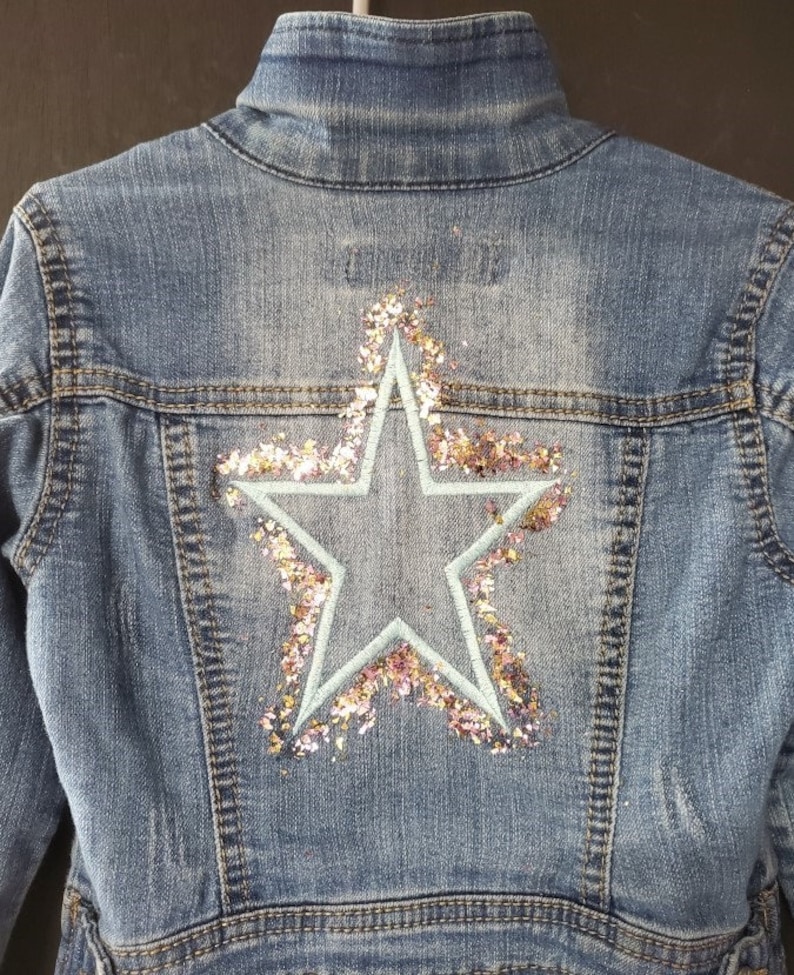 Glitter Stars Denim Jacket - Etsy