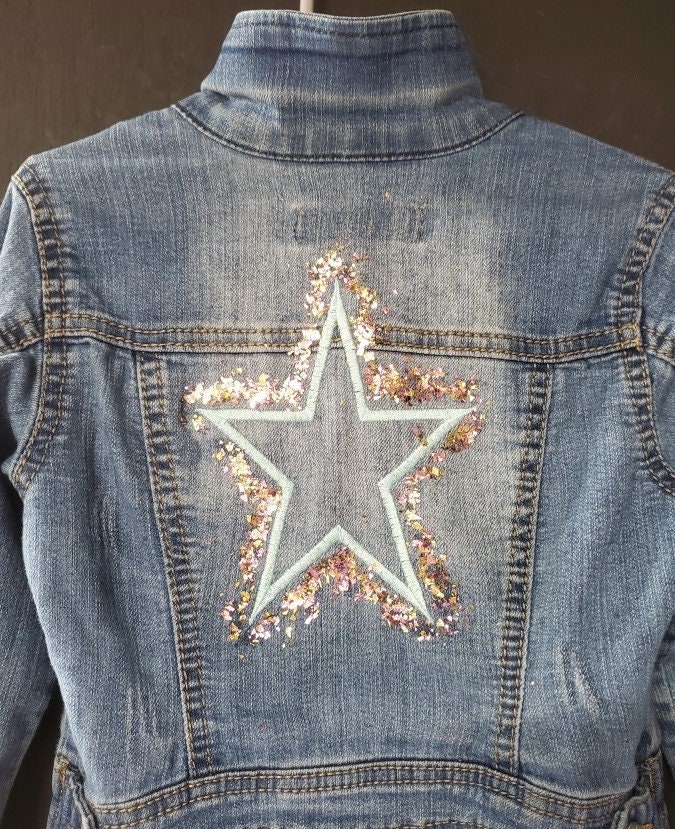 Glitter Stars Denim Jacket - Etsy