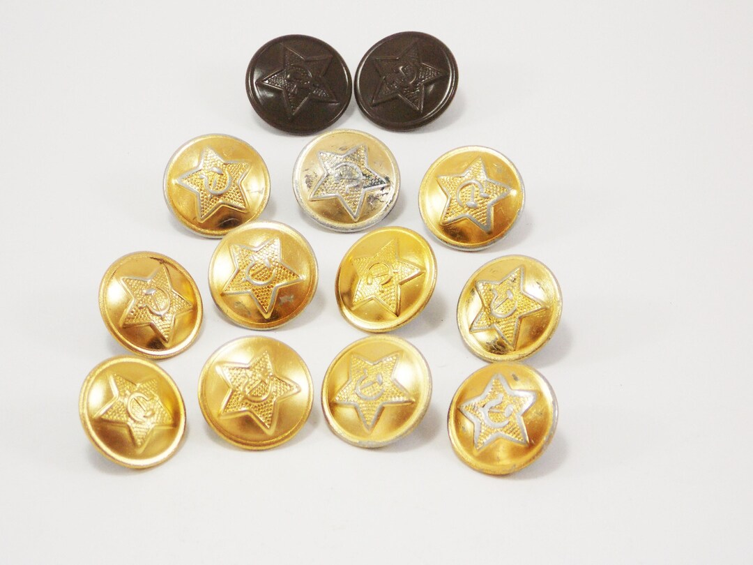 Golden Star Buttons Old Military Army Buttons Steampunk Red Communist ...