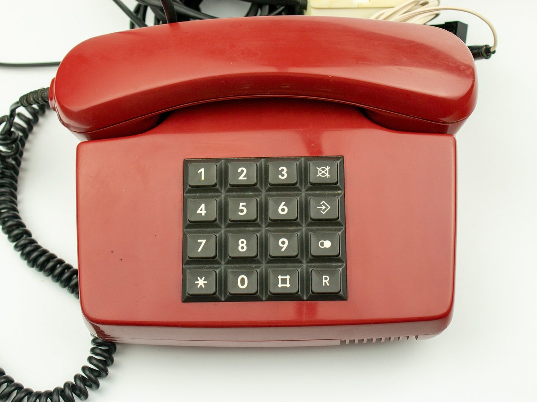 Red Telephone Electric Phone Office Decor Industrial Touch Tone Phone ...