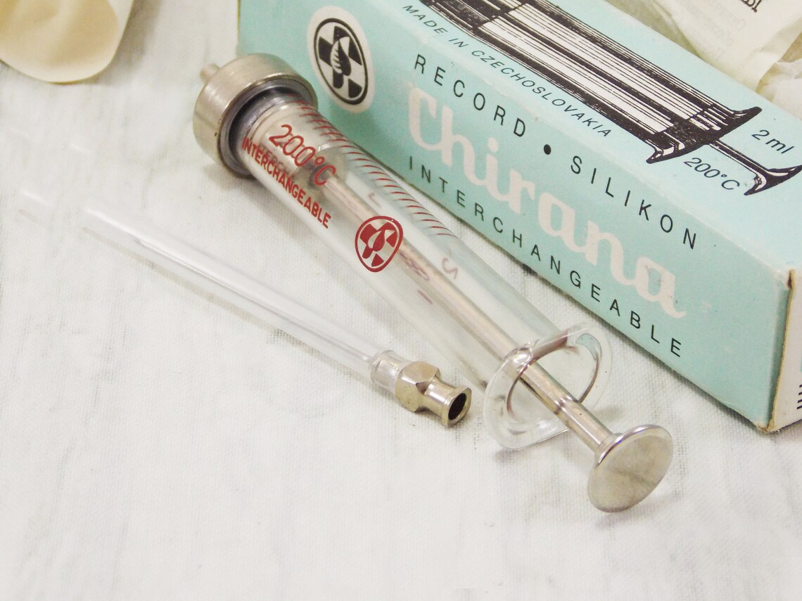 Medical injection syringe needle glass tubes hospital | Etsy