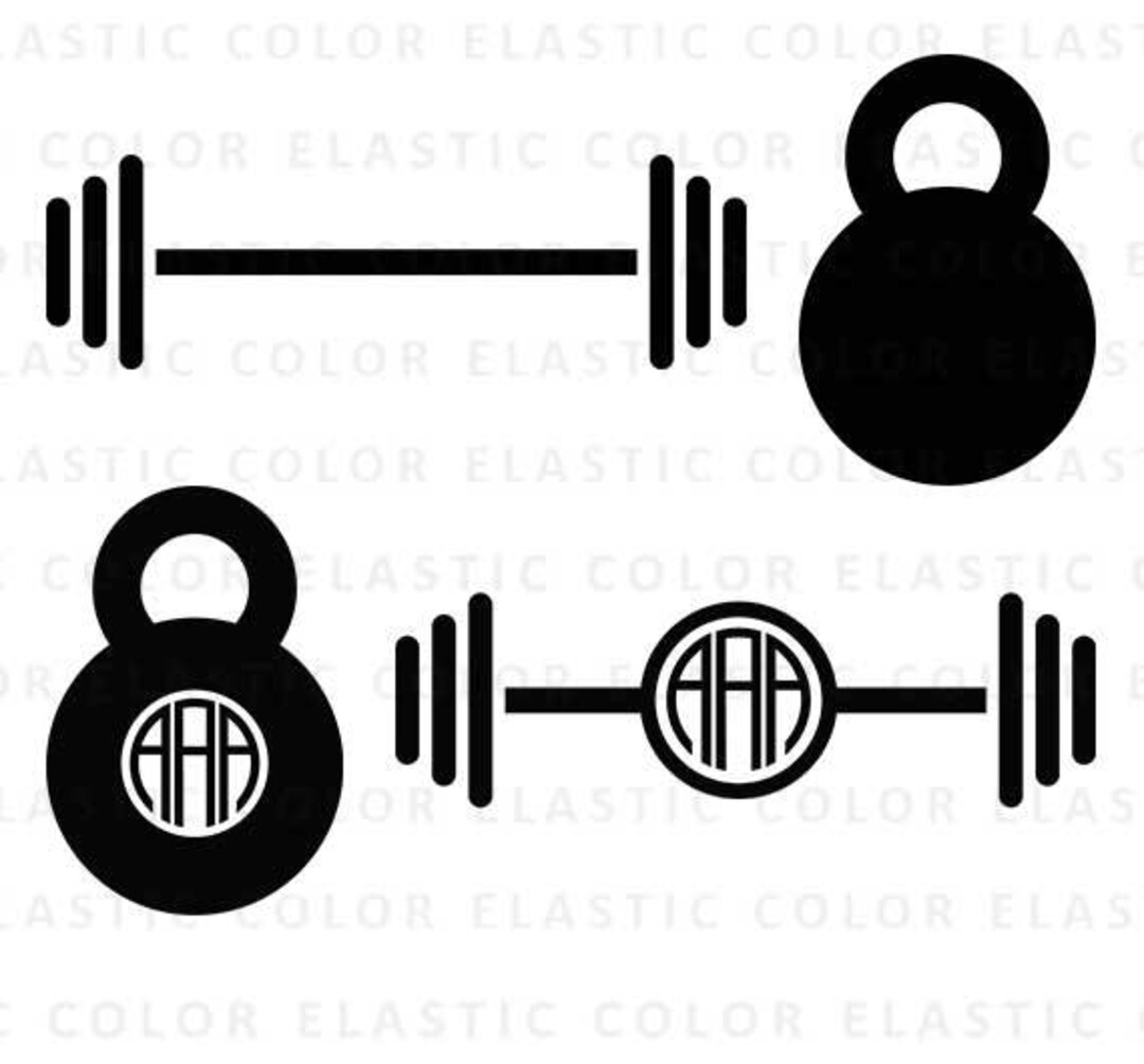 Weight Svg File -barbell Monogram Clipart - Kettlebell Svg - Dumbbell ...