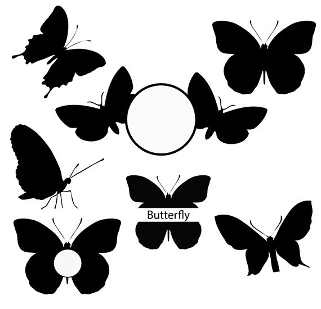 Butterfly Svg Silhouette Pack - Butterfly Monogram Clipart Digital ...