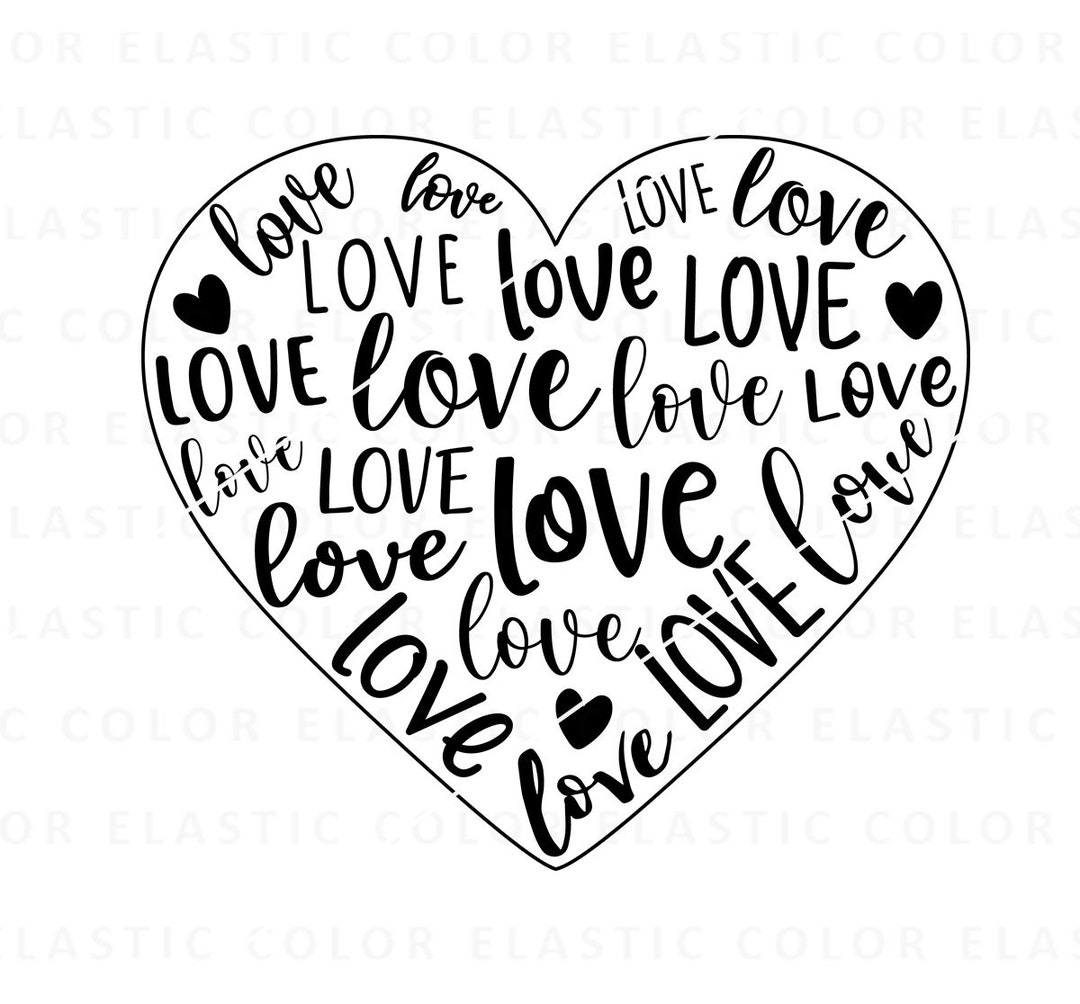Heart Shape Svg, Heart Outline Filled Love Fancy Text Svg, Valentine ...