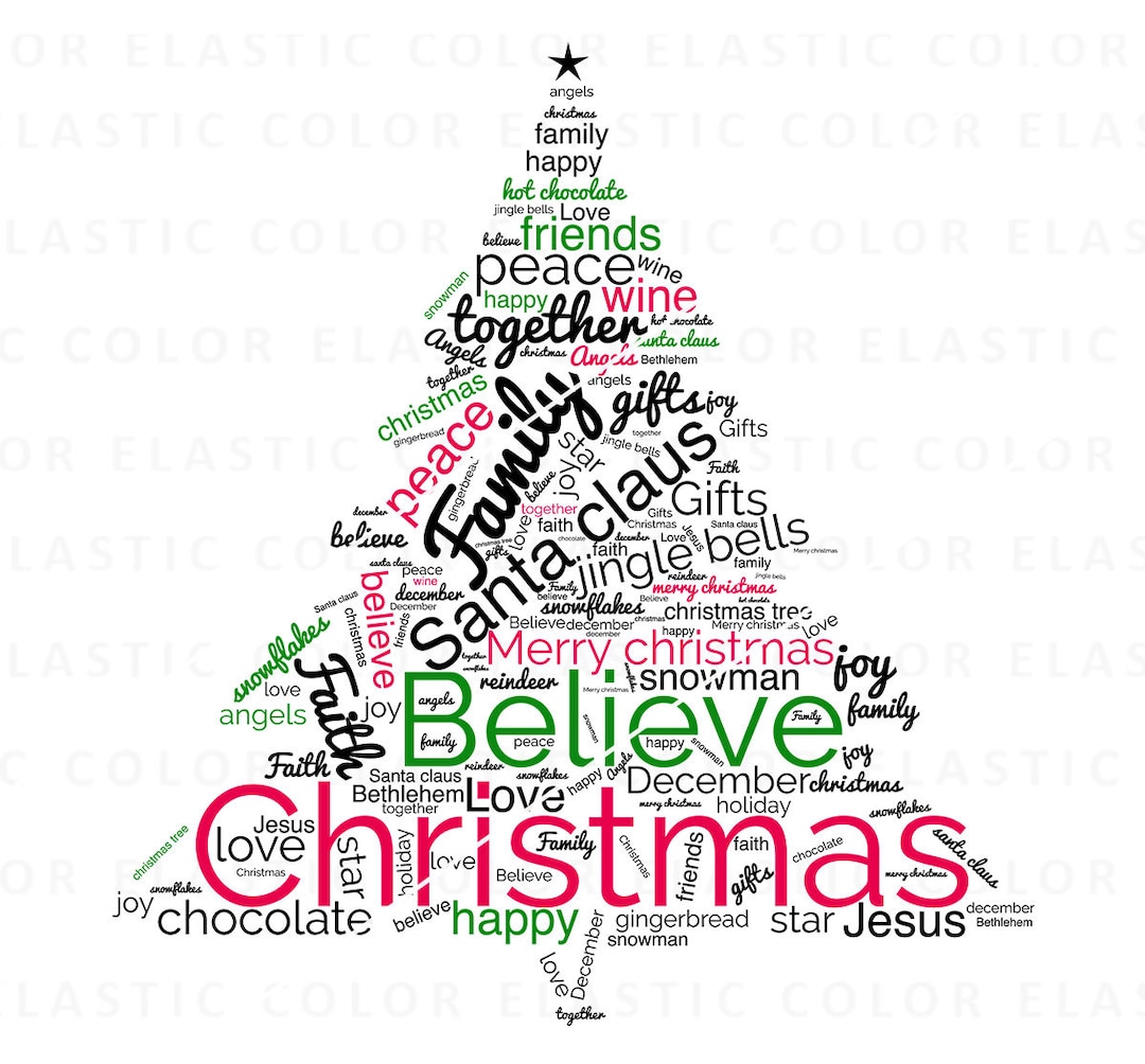 Christmas Tree Word Cloud Svg, Christmas Tree Clipart, Christmas Print ...