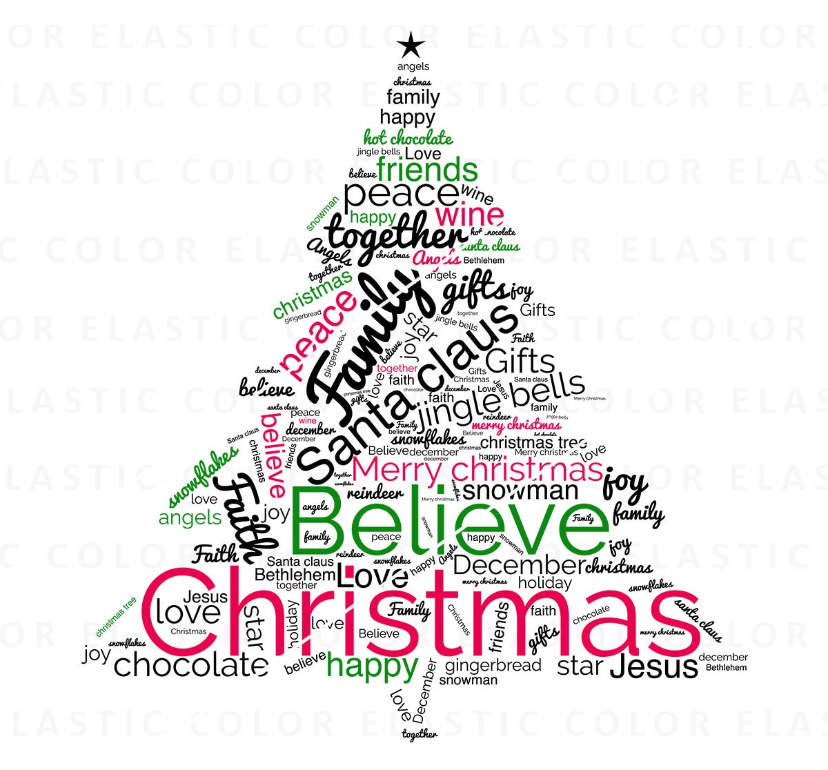 Christmas Tree Word Cloud Svg Christmas Tree Clipart - Etsy