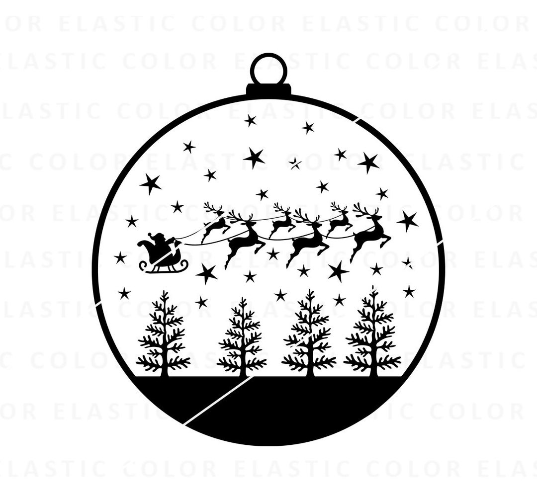 Christmas Ornament With Flying Santa Claus Svg, Christmas Design in ...