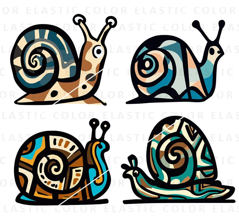 Snail Svg Snails Clipart Png Colorful Snail Illustration - Etsy