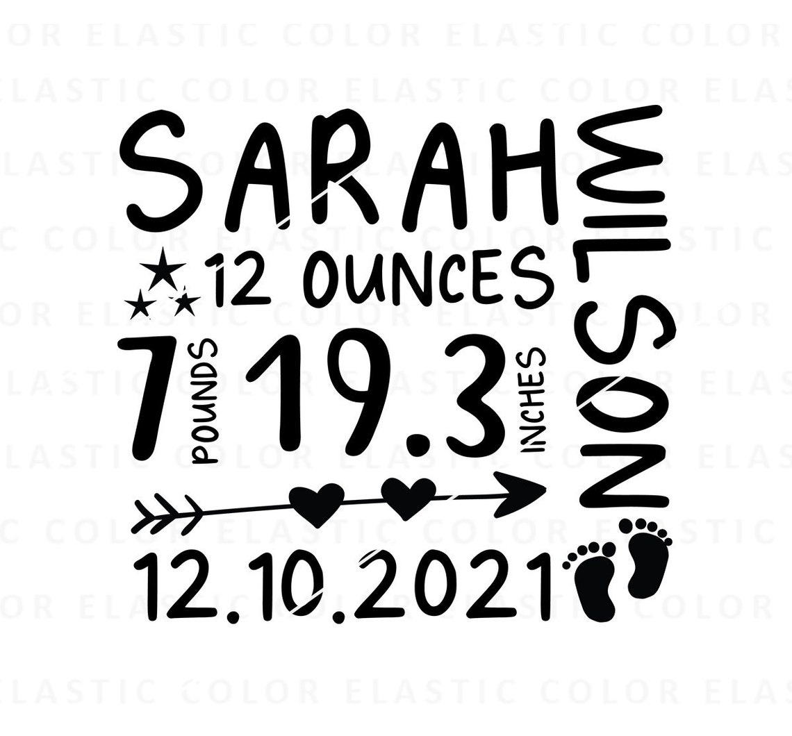 Birth Stats Template Png Baby Birth Stat Svg Birthday Stat - Etsy