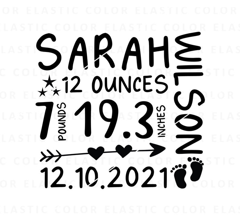 Birth Stats Template Png Baby Birth Stat Svg Birthday Stat - Etsy