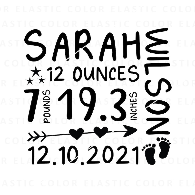 Birth Stats Svg - Etsy