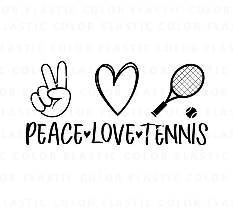 Tennis Svg, Peace Love With Tennis Racket Clipart, Tennis Lover Design ...