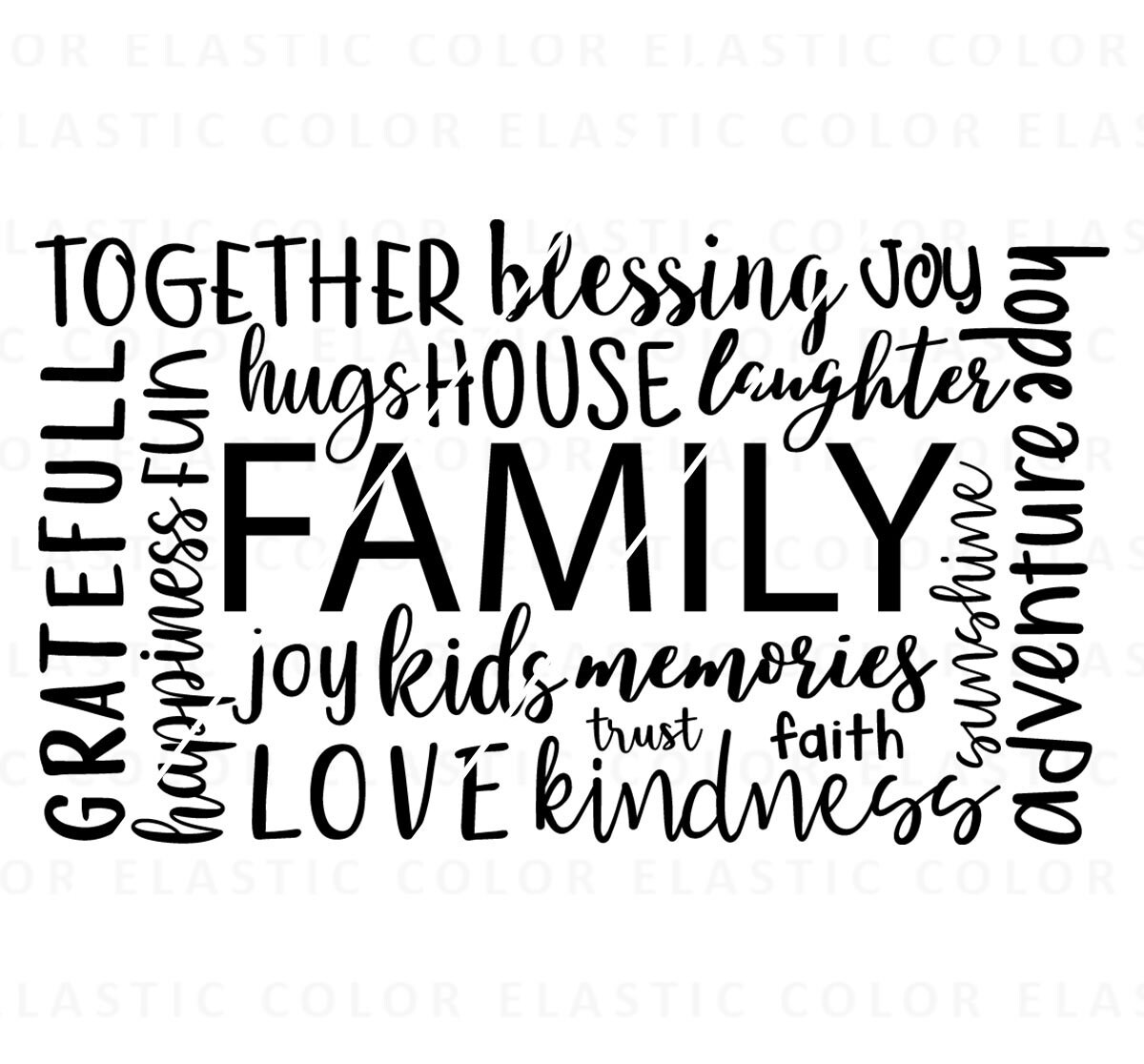 Family Word Design Family Modern Calligraphy Print. Typographic Poster