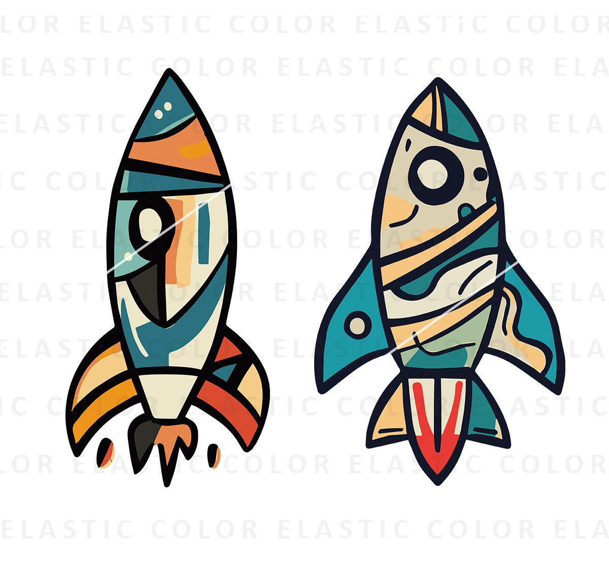 Cohete svg, clipart de cohete espacial, impresión de ilustración de ...