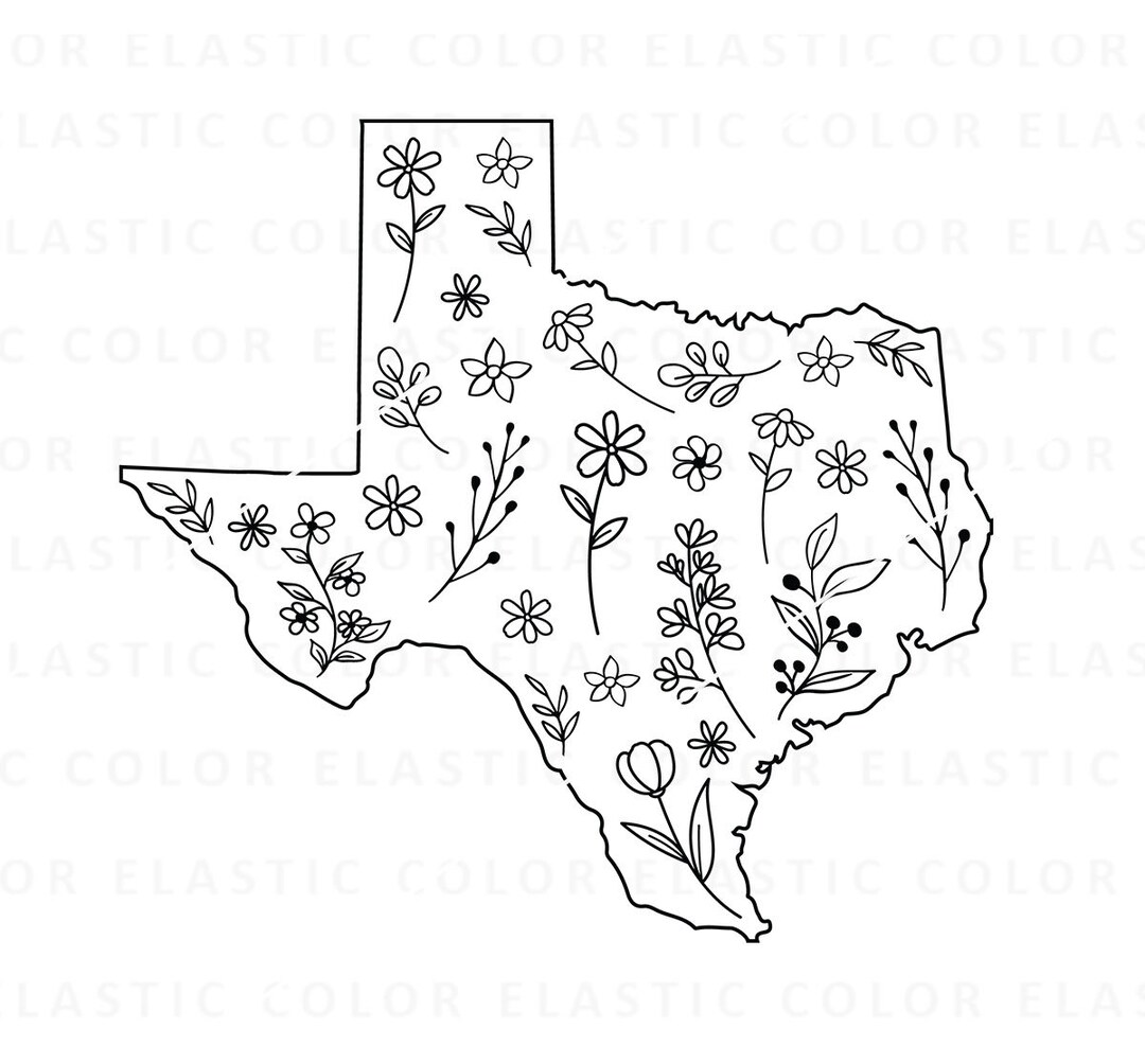 Floral Texas Svg, Texas State Filled With Wild Flowers,texas Outline ...