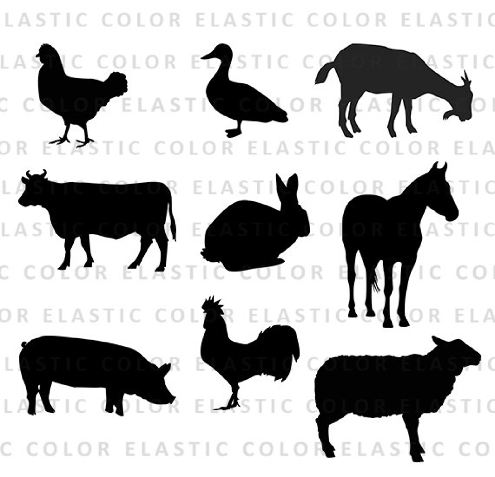 Farm Animal Svg Files - Farm Animals Clipart - Farm Animals Silhouette ...