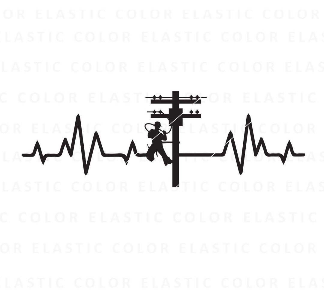 Lineman Heartbeat Svg, Line Worker Ekg Pulse Clipart Png, Lineman Design Vector, Line Man ...