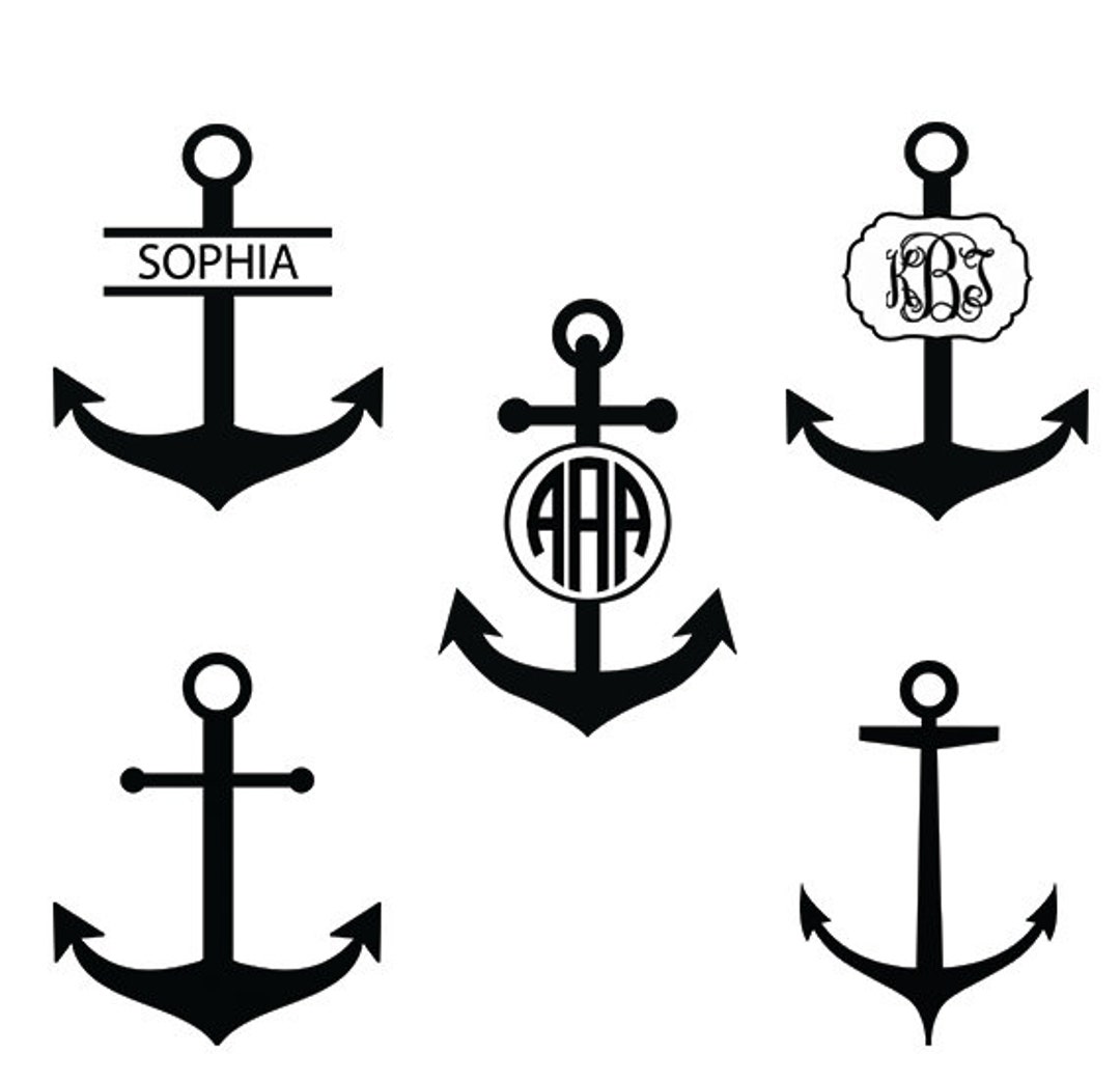 Anchor Monogram Svg - Anchor Silhouette Files - Anchor With Frame ...