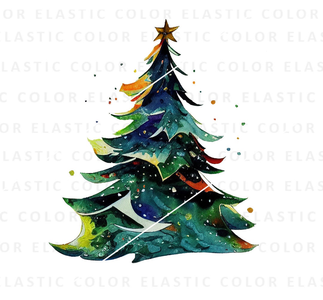 Christmas Tree Watercolor Png, Colorfull Christmas Tree Clipart ...