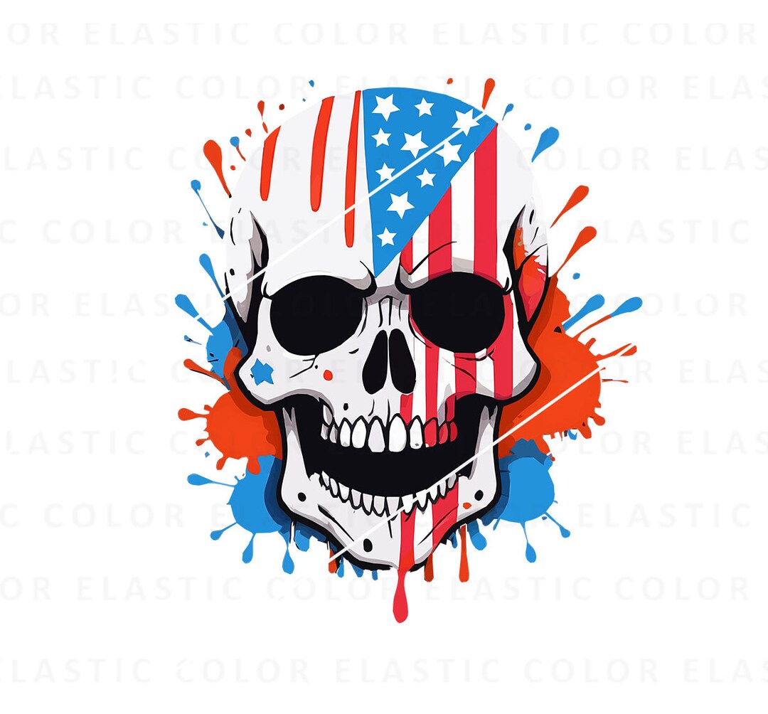 Skull 4th of July Png, Skull American Flag Png, Usa Flag Skull Design ...